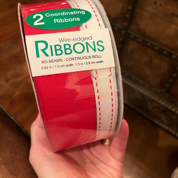 Holiday | New Kirkland Signature Wire Edged Ribbon Red And White 5 ...
